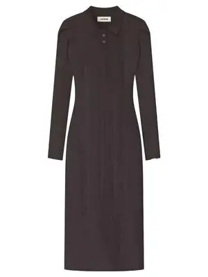 AERON Rib-Knit Polo-Neck Midi Dress