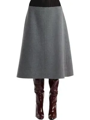 Khaite Wool A-line Skirt - Grey