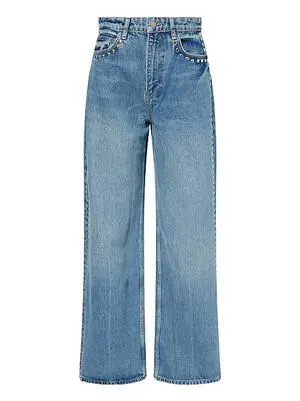 REFORMATION Cary Slouchy Wide-leg Denim Jeans - Chesapeake Studded