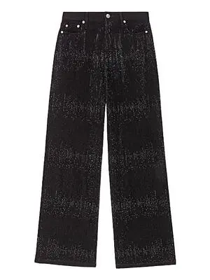 Maje Rhinestone Wide-leg Stretch-denim Jeans - Black