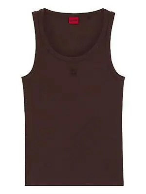 Hugo Brand-embroidered Slim-fit Stretch Cotton-blend Tank Top - Dark Brown