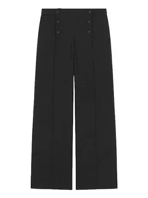 The Kooples Button-embellished Straight-leg High-rise Trousers - Black