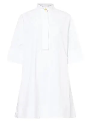 Givenchy Short-sleeve A-line Cotton-poplin Mini Shirt Dress - White