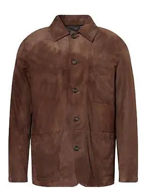 CORNELIANI Patch-Pocket Long-Sleeve Suede Jacket