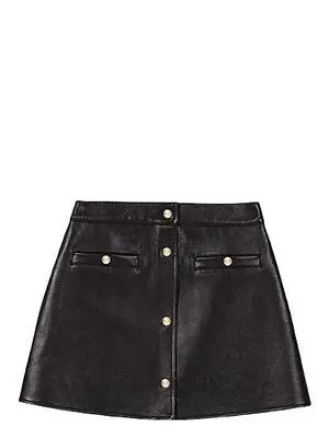 Maje Straight-cut High-rise Mini Leather Skirt - Black