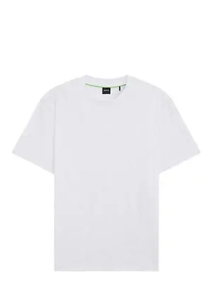 BOSS Jacquard-pattern Relaxed-fit Cotton-jersey T-shirt - White