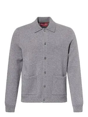 Gucci Patch-pocket Wool-cashmere Blend Cardigan - Cool Iron