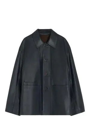 LEMAIRE Leather Workwear Jacket - Black