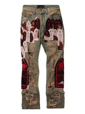 WHO DECIDES WAR BY EV BRAVADO Sangre Patch Denim Pants - Multicolor