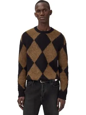 ALLSAINTS Bower Argyle Sweater Black/brown