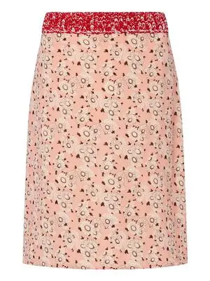 Prada Floral Silk-blend Pencil Skirt - Pink