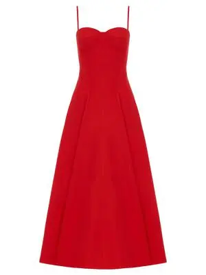 Ralph Lauren Marigot Cotton-blend Bustier Midi Dress - Red