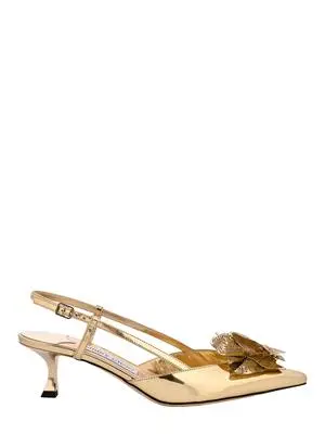 JIMMY CHOO Mimmi Leather Slingback Pumps - Metallic