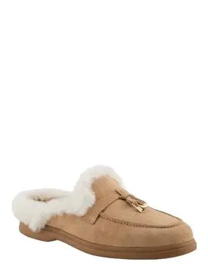 SPRING STEP SHOES Gistel Faux Fur Trim Mule - Beige Suede