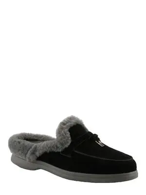 SPRING STEP SHOES Gistel Faux Fur Trim Mule - Black Suede