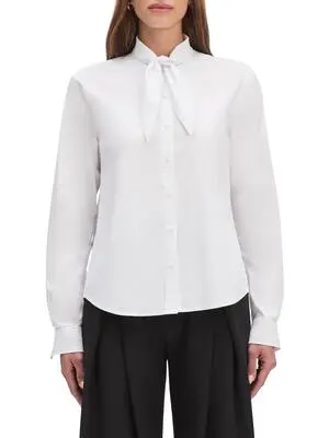 FAVORITE DAUGHTER Grateau Cotton Blend Button-up Shirt - White