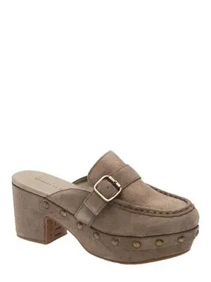 CHOCOLAT BLU Genni Platform Loafer Mule - Dark Taupe Suede