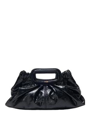 Maje Milpli Mini Crackled Leather Clutch - Black
