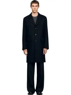 Sandro Wool And Cashmere Broadcloth Coat - Black