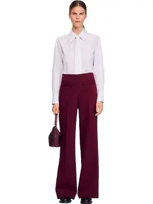 Sandro Wide-leg Trousers - Bordeaux