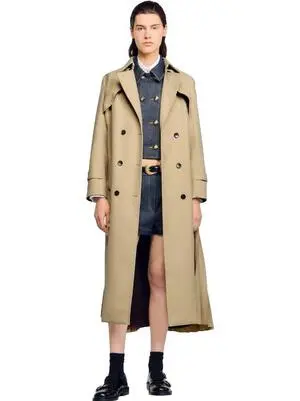 Sandro Belted Double-breasted Trench Coat - Beige