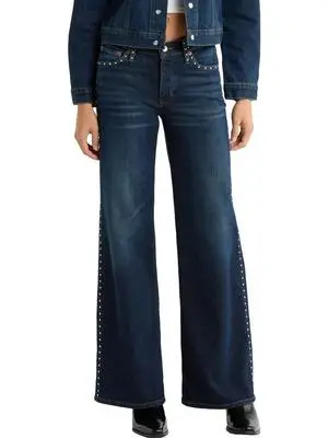RE/DONE Studded Wide-leg Jeans - Barely Western Stud