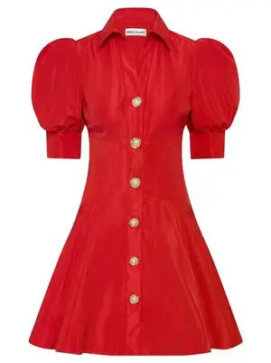 Rebecca Vallance Puff-sleeve Mini Dress - Red
