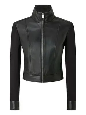 Pinko Leather-panelled Coat - Black