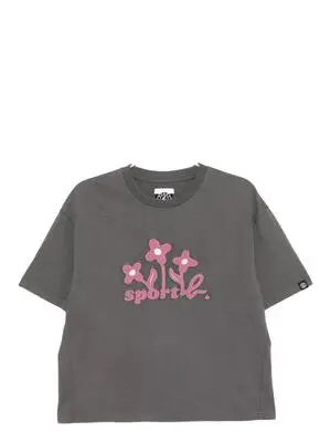 SPORT B. BY AGNÈS B. Flower Appliqué T-shirt - Grey