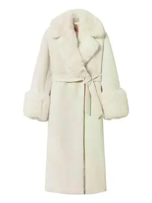 TWINSET Faux-fur-trimmed Belted Coat - Neutrals