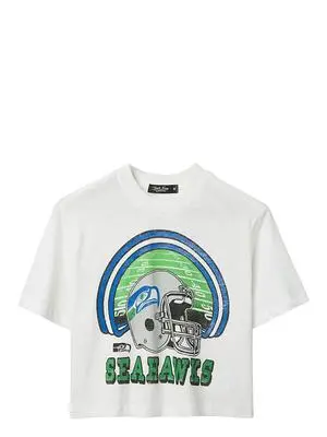 Junk Food Clothing Nfl Seattle Seahawks Game Time Crop Tee - Vintage White