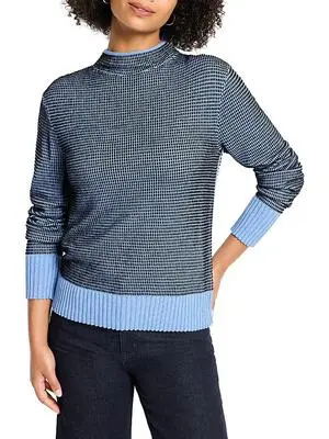 NIC+ZOE Pixel Knit Funnel Neck Sweater Blue Multi