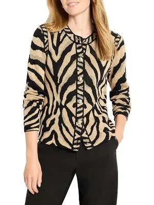 NIC+ZOE Animal Jacquard Cardigan - Neutral Multi