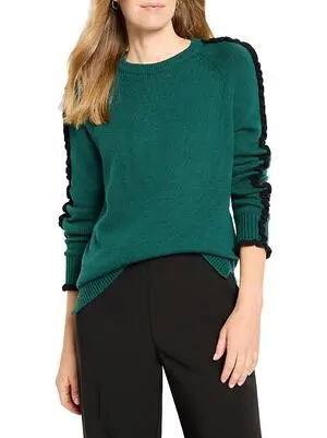NIC+ZOE Ruffled Down Sweater Pine