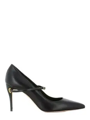 Jennifer Chamandi 85mm Lorenzo Strap Pointed Pumps - Black