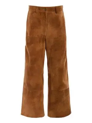 Simkhai Bates Suede Wide-Leg Pants Brown