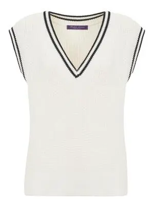 Ralph Lauren Cotton-silk Sweater Vest - Black,white