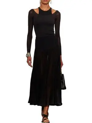 Ralph Lauren Jersey Midi Skirt - Black