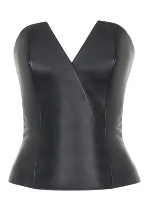 RALPH LAUREN Ralph Lauren Harling Leather Bustier Top