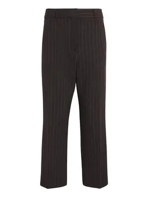 ME+EM Pinstripe Cropped Slim Trousers - Brown