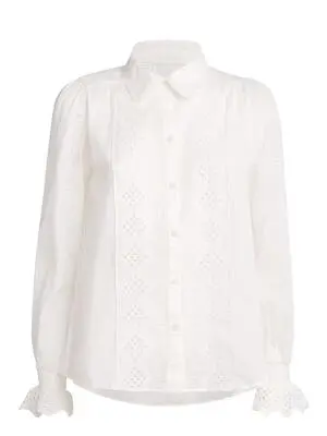 ME+EM Cotton Broderie Anglaise Shirt - White