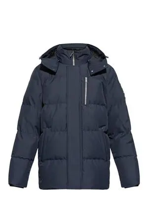 Moose Knuckles Quilted Down Jacket With Detachable Hood - Navy Blue