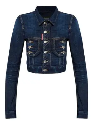 Dsquared2 Cropped Denim Jacket - Navy Blue