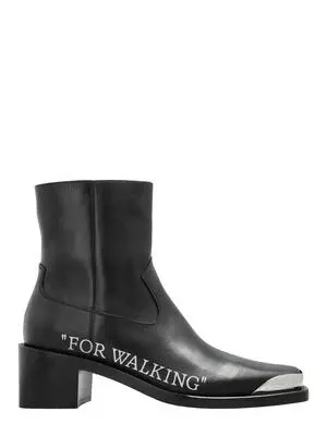 Off-White For Walking Texan’ Leather Ankle Boots - Black