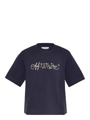 Off-White Short T-shirt With Logo - Navy Blue