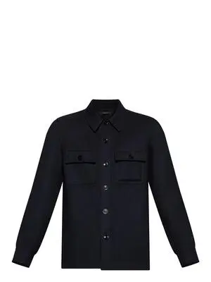 TOM FORD Wool Shirt With Pockets - Navy Blue