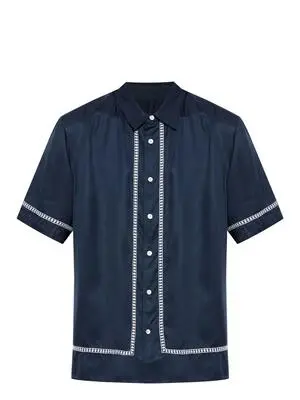 Rag & Bone Shirt With A Decoratively Embroidered Pattern - Navy Blue
