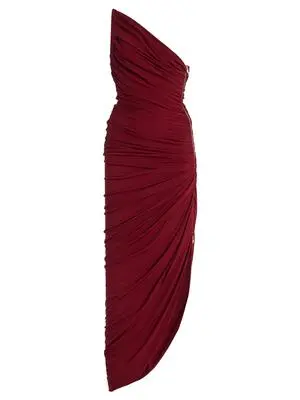 Carolina Herrera One-Shoulder Ruched Dress Burgundy