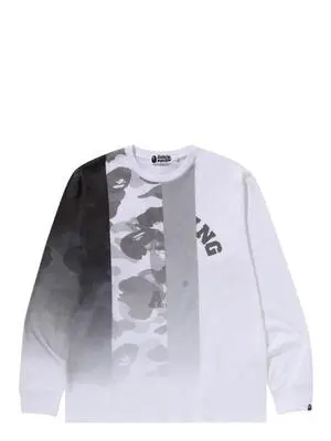 A BATHING APE Patch Work Print Long Sleeve Tee Shirt - White