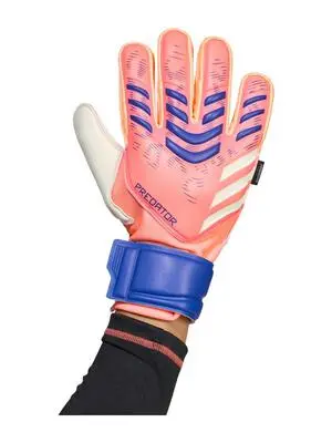 Adidas Predator Match Fingersave Goalkeeper Gloves - Signal Coral / White / Lucid Blue